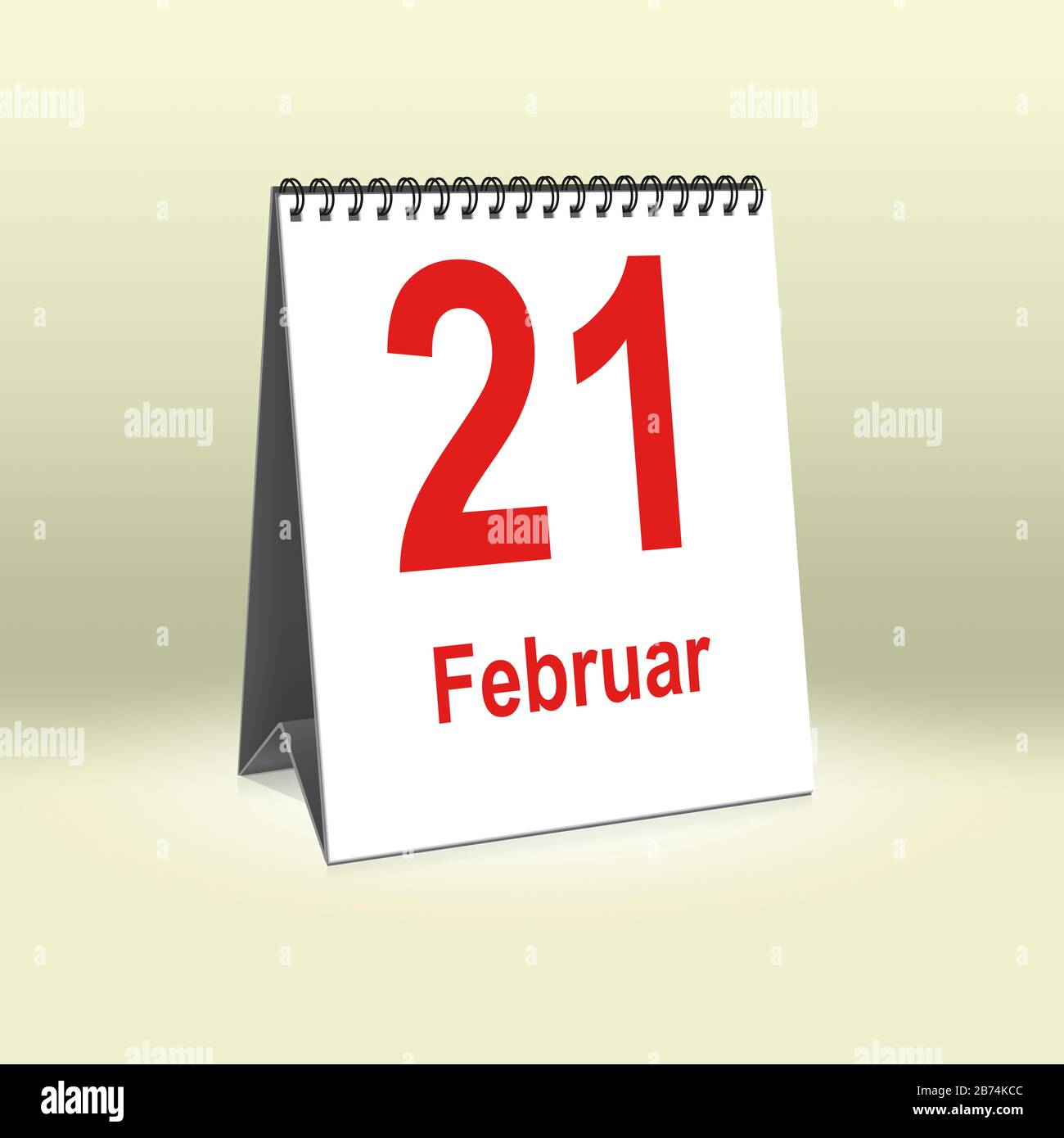 A calendar in German language shows February 21th | Ein Kalender für ...