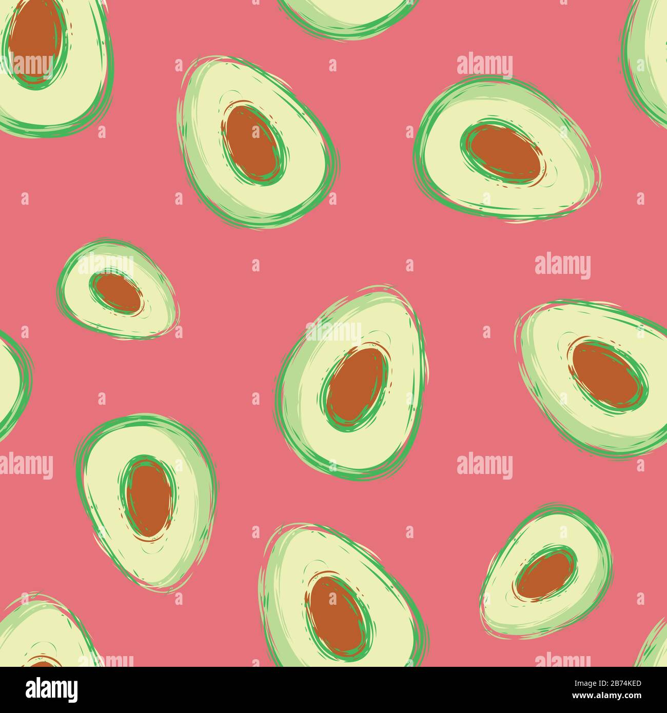 Avocado seamless vector pattern background. Hand drawn painterly fruit ...