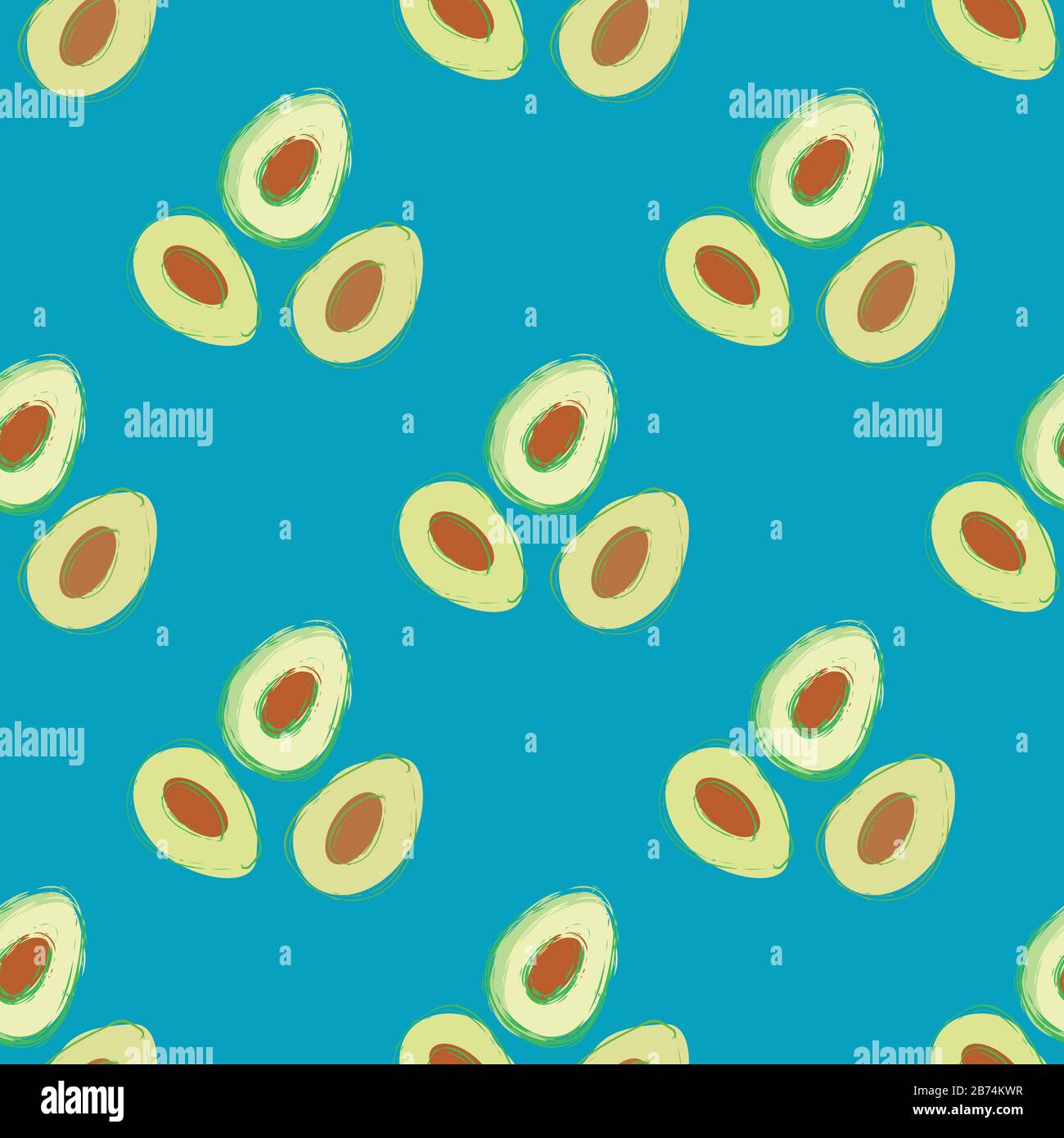 Avocado seamless vector pattern background. Hand drawn painterly ...