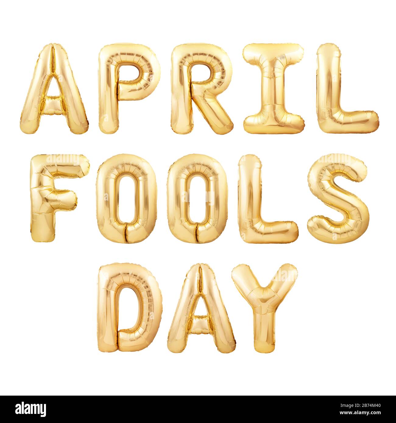 April Fools Day words made of golden balloons isolated on white ...