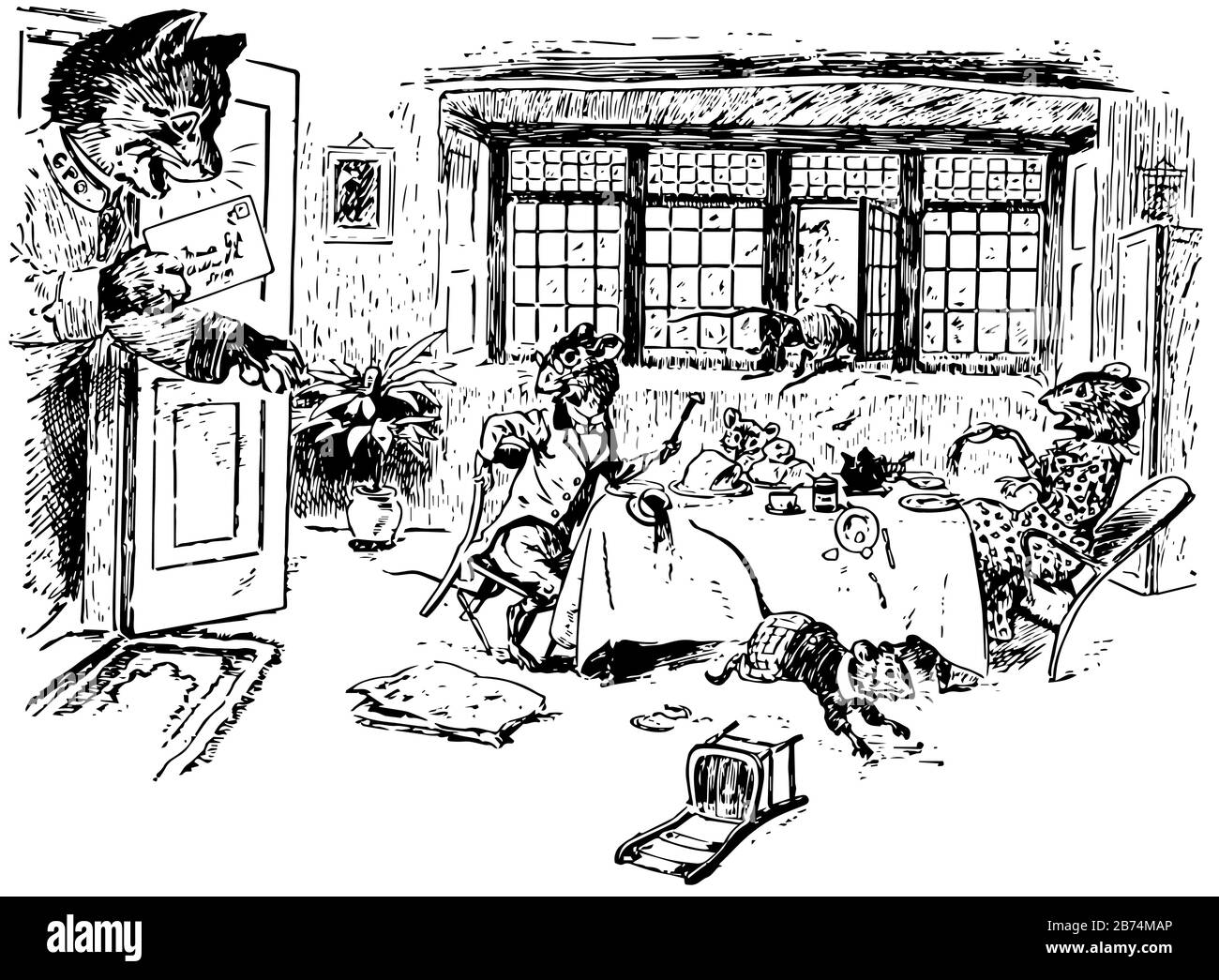 Cat On Dining Table Stock Vector Images - Alamy