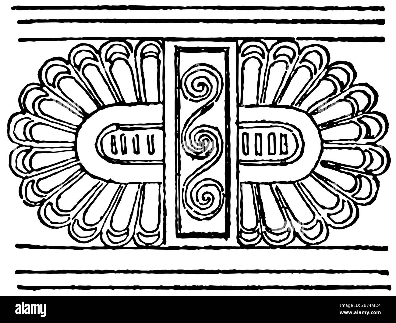 Cretan Ornament is a frieze ornament, vintage line drawing or engraving ...