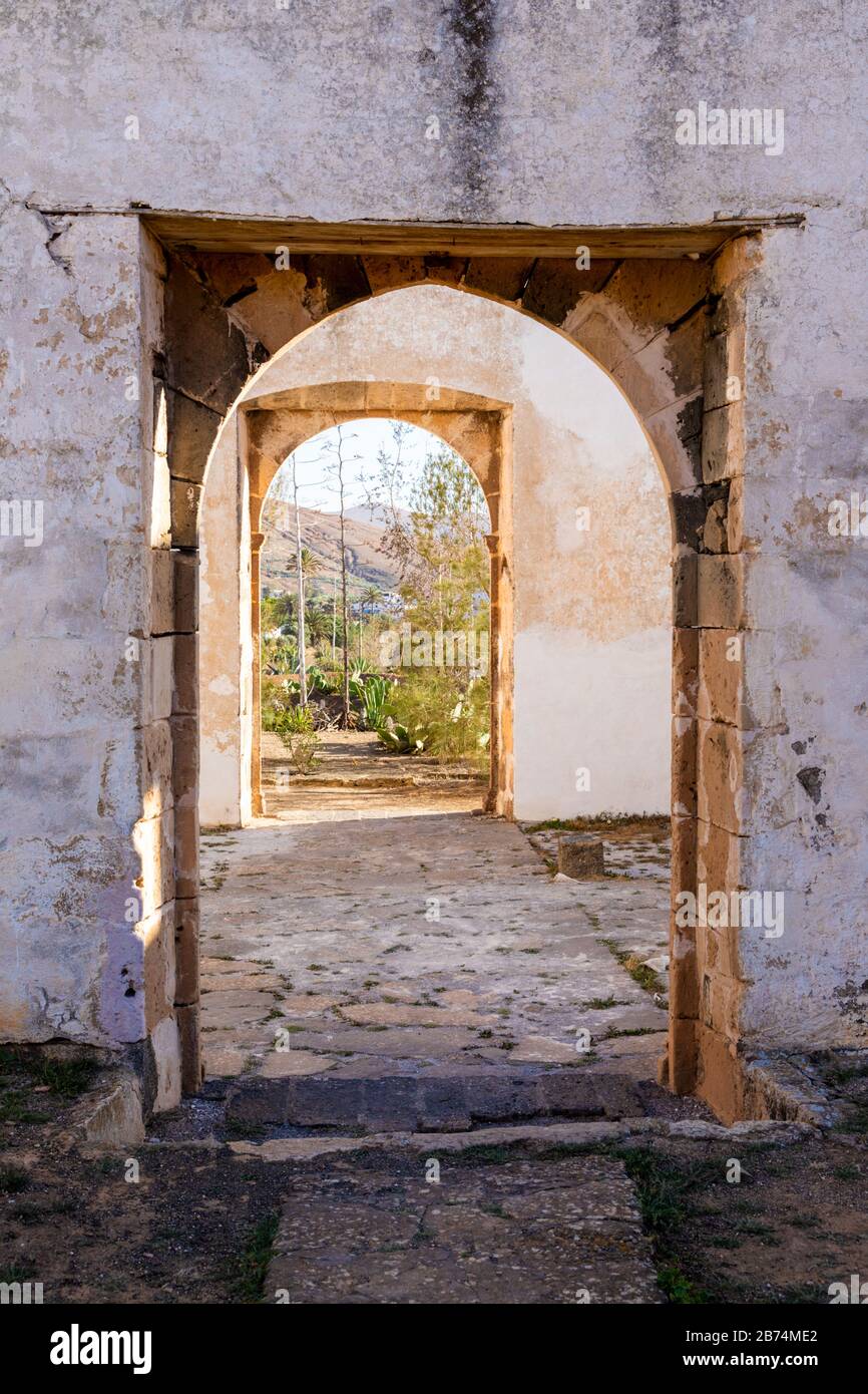 Ruins of the former Franciscan monastery or convent at Betancuria, the ...