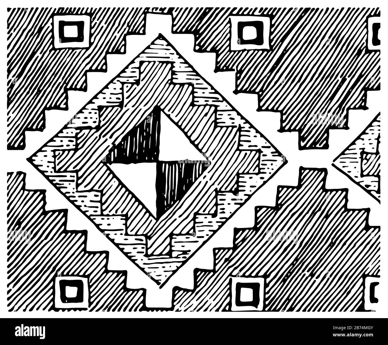 Bolivian Cloth is a fabric pattern, this pattern sketched in the ...