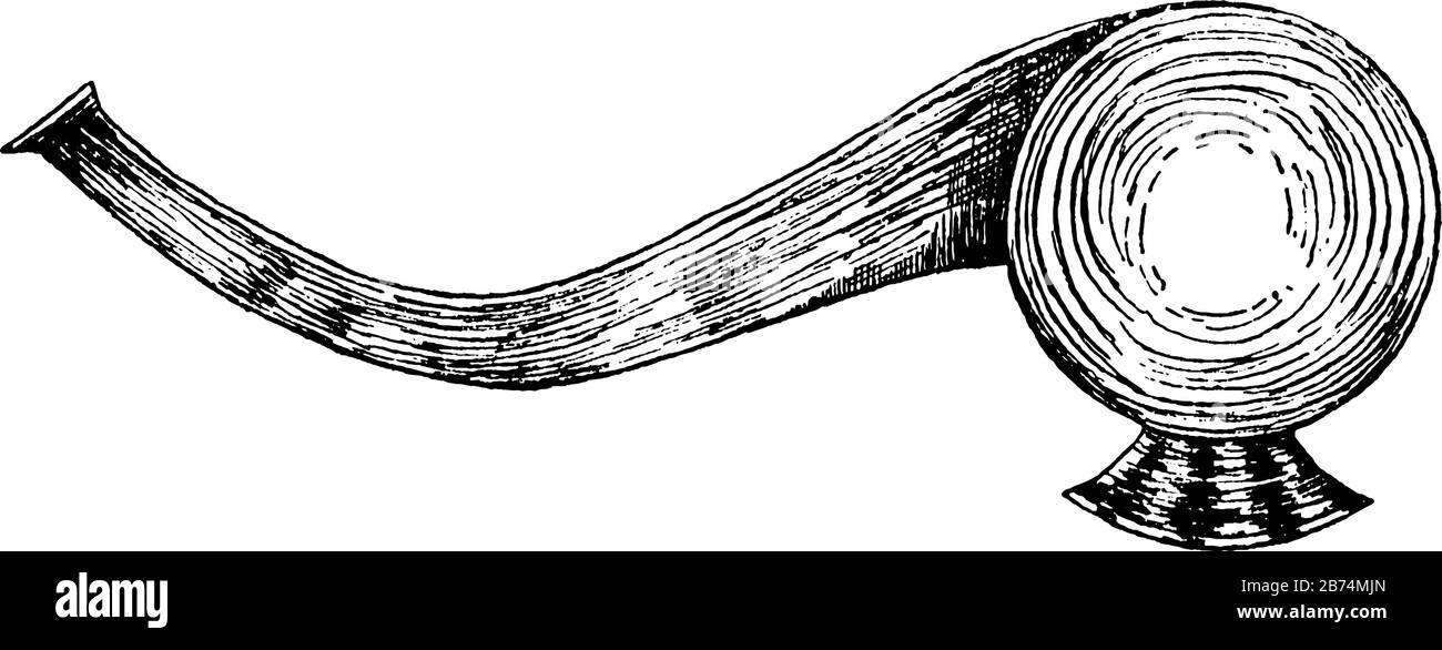 This illustration represents Tomahawk with Curved Handle, vintage line ...