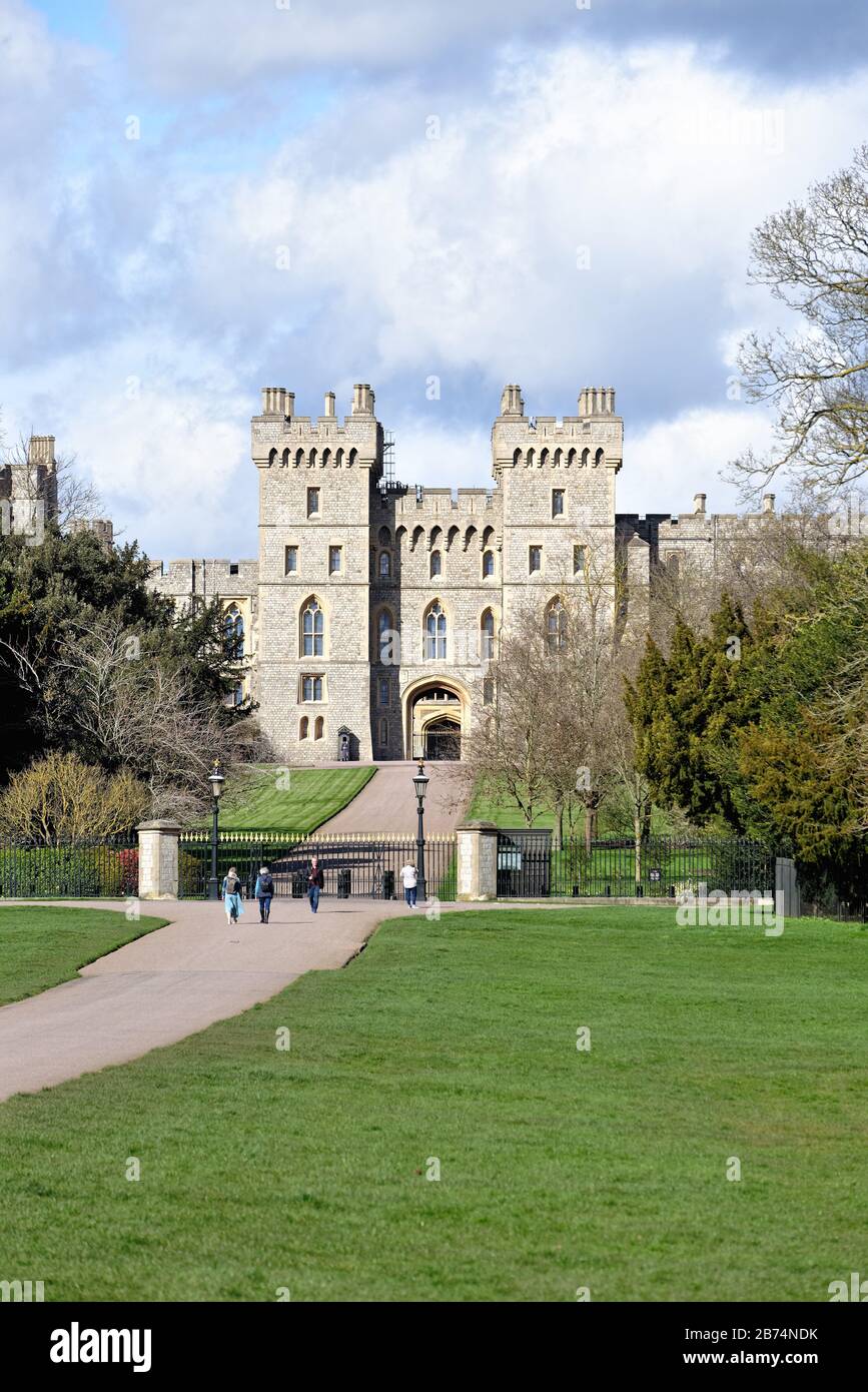 Windsor Castle and the Long Walk on a sunny spring day, Berkshire ...