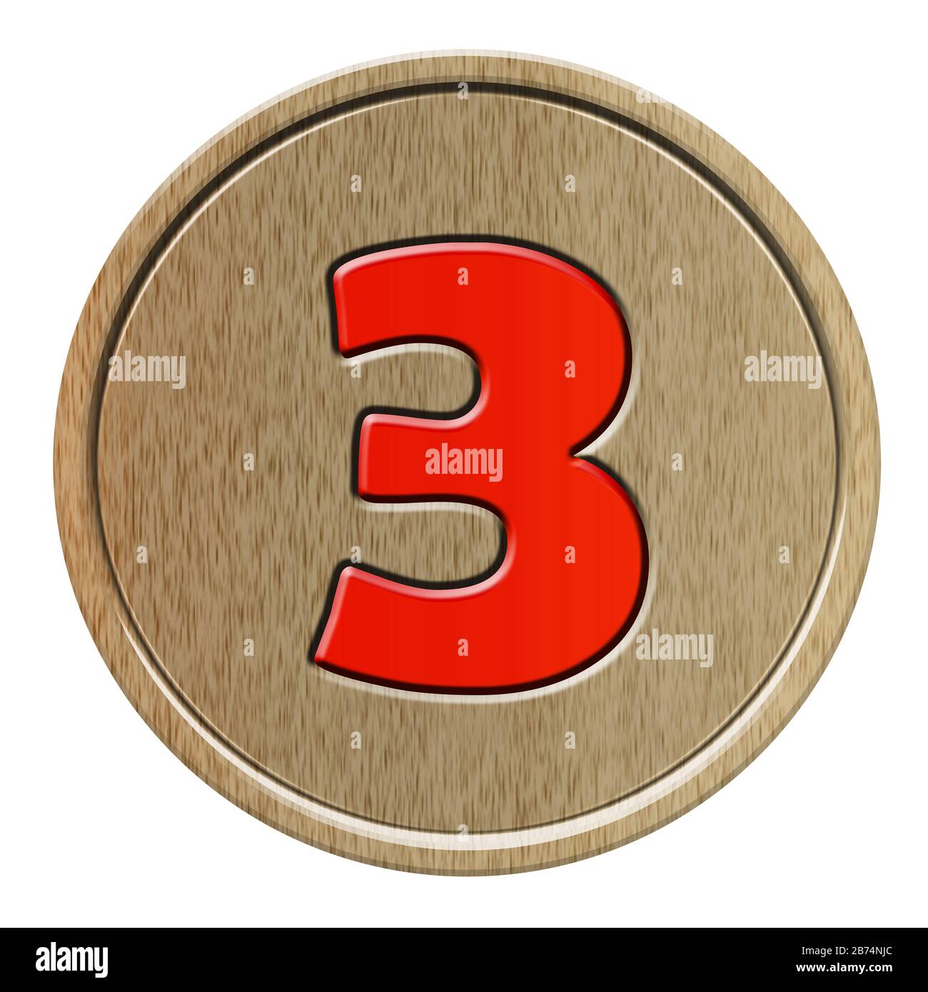 Illustration of a number on wooden button Stock Photo - Alamy