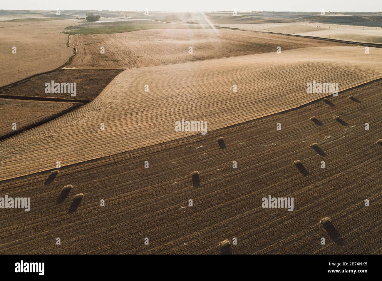 Aerial view wheat fields sunset hi-res stock photography and images - Alamy