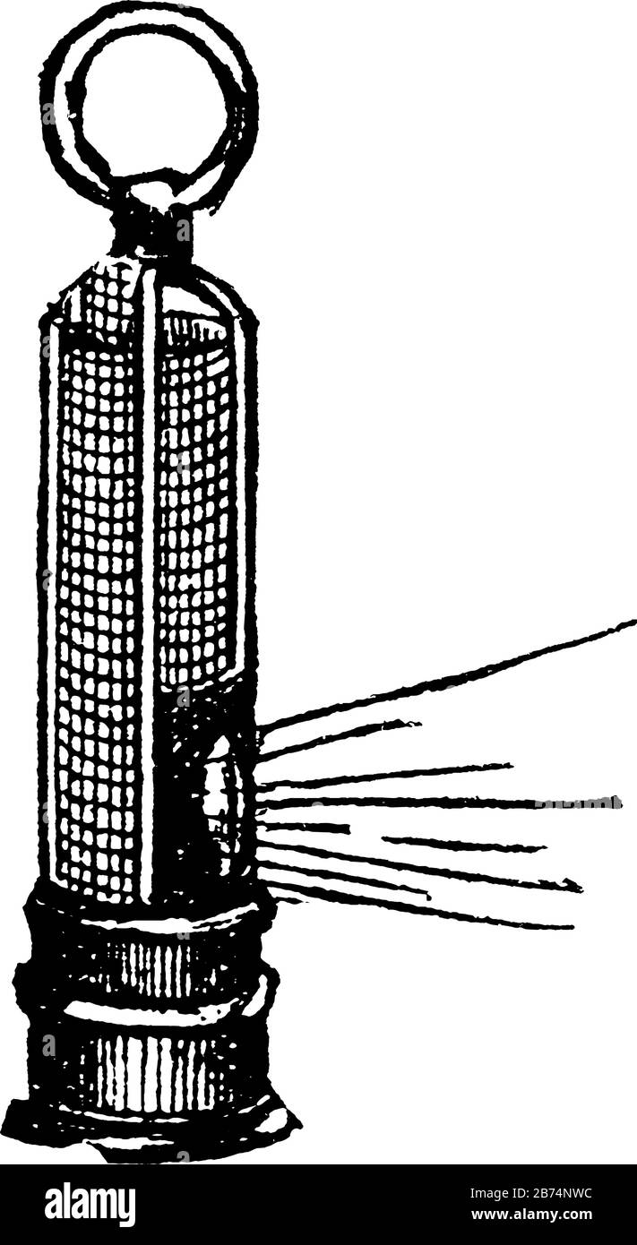 This illustration represents function of Safety lamp, vintage line ...