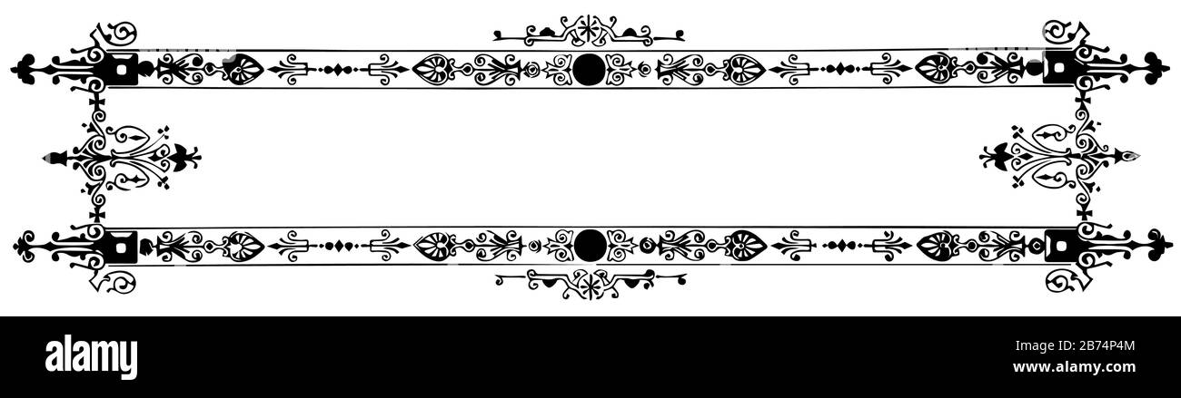 Ornate banner have double line decorated design, vintage line drawing ...