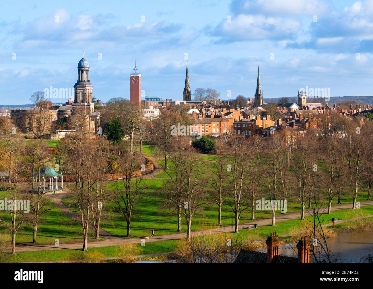 The domes, spires and towers of the Shrewsbury skyline, Shropshire ...