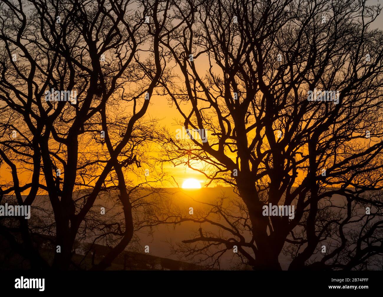 Sunrise over the Long Mynd, seen from Linley Hill, near Norbury ...