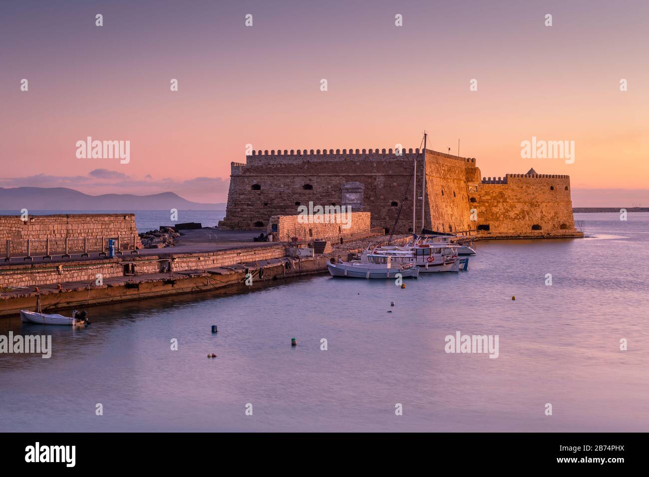 Venetian fortress in the old harbour of Heraklion in Crete, Greece ...