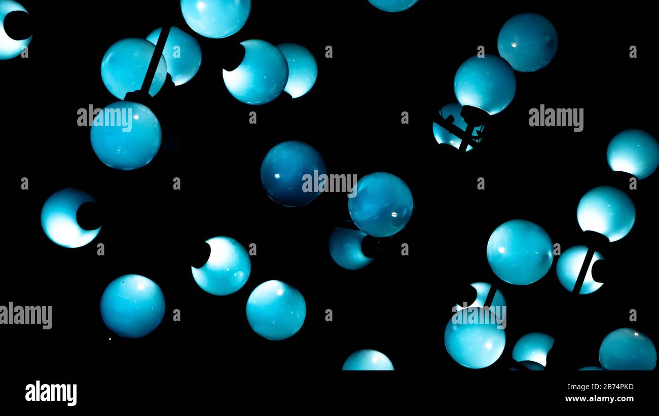 Spherical blue light fixture Stock Photo - Alamy