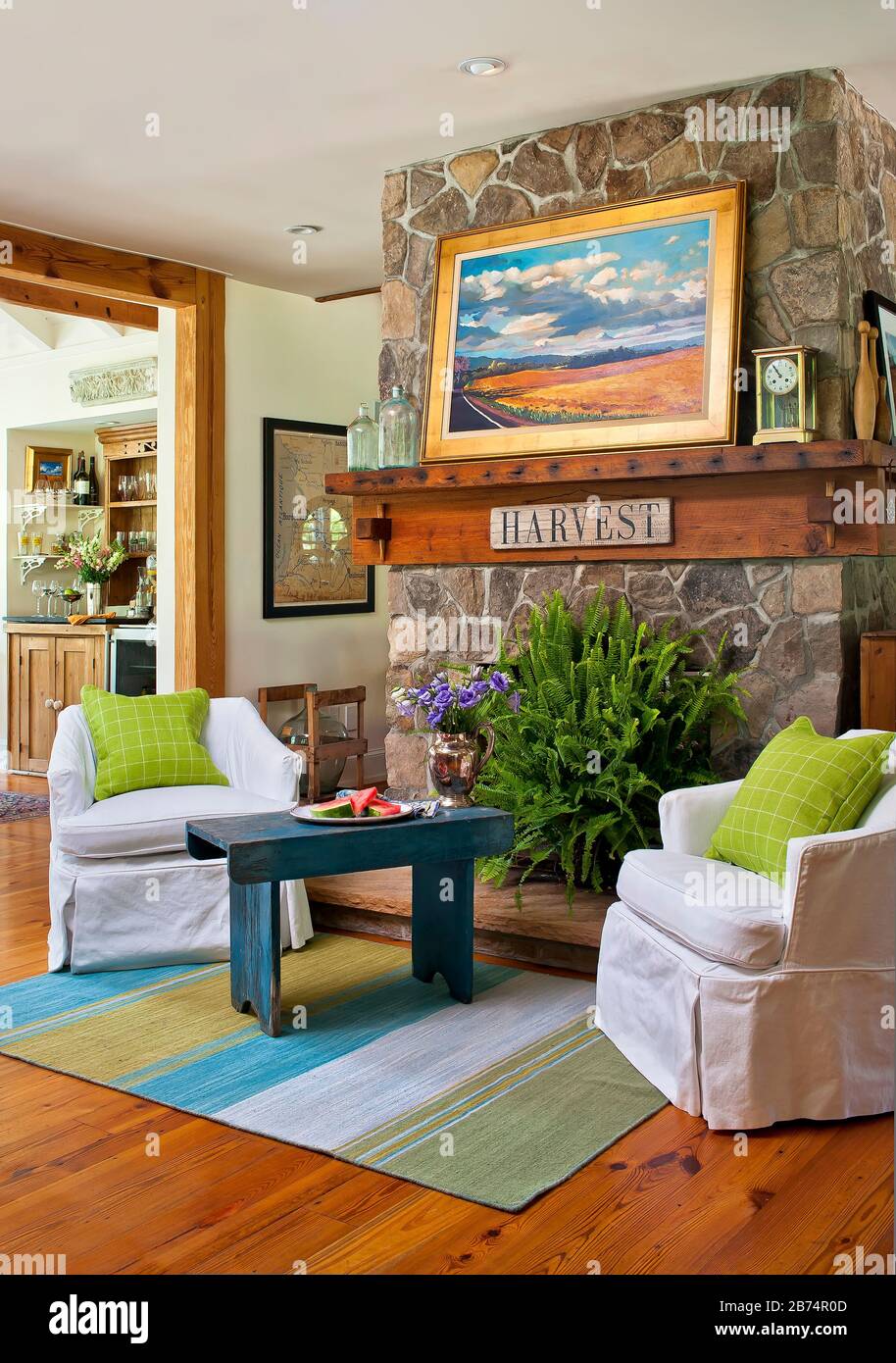 American country styled farmhouse, whole house tour feature Stock Photo ...