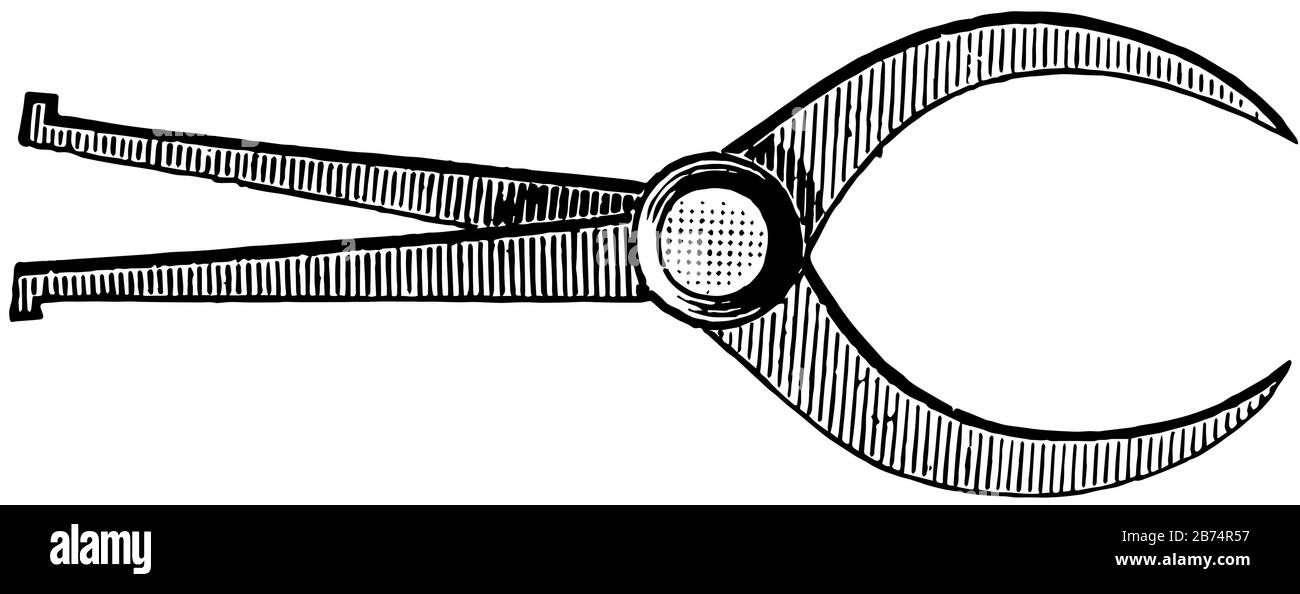 Pincers used to cut wire, vintage line drawing or engraving ...