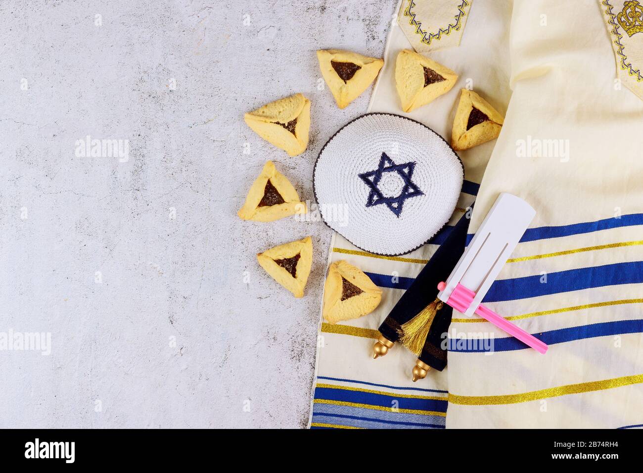 Traditional jewish carnival holiday Purim celebration and cookies ...