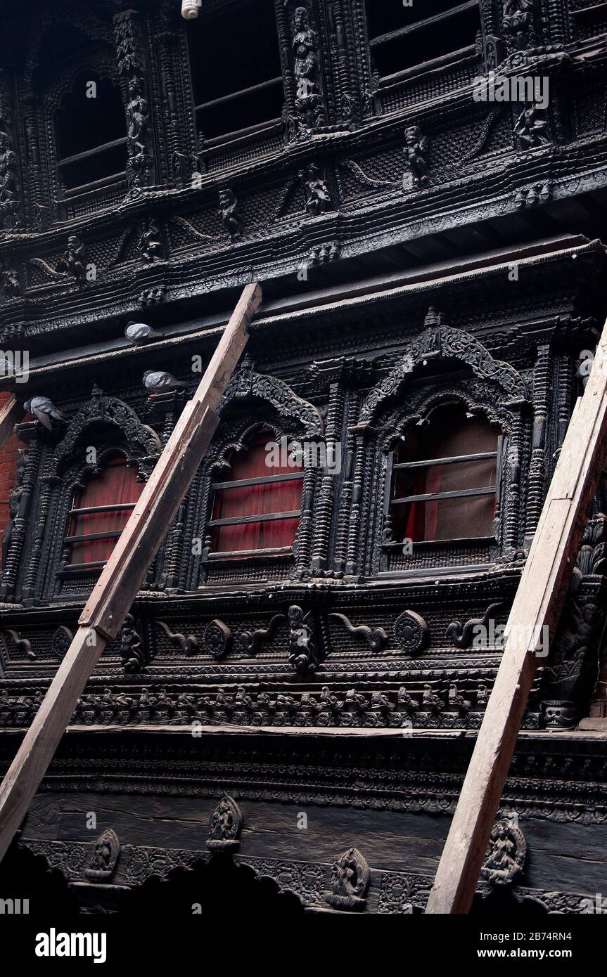 Amazing example of the woodworking craft in Kathmandu Stock Photo - Alamy