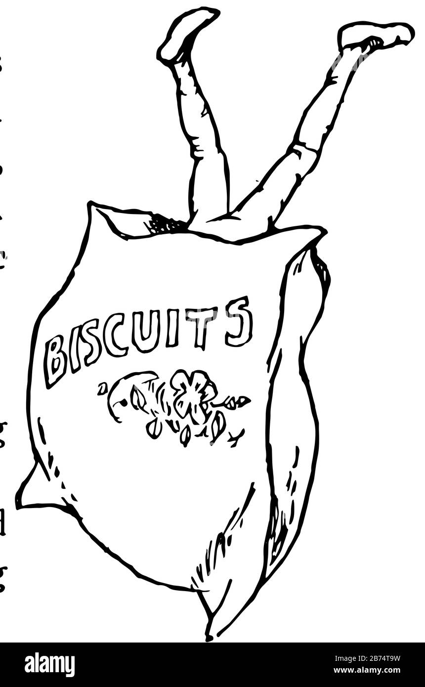 Legs, this picture shows a man jumped into a biscuit bag with legs up ...