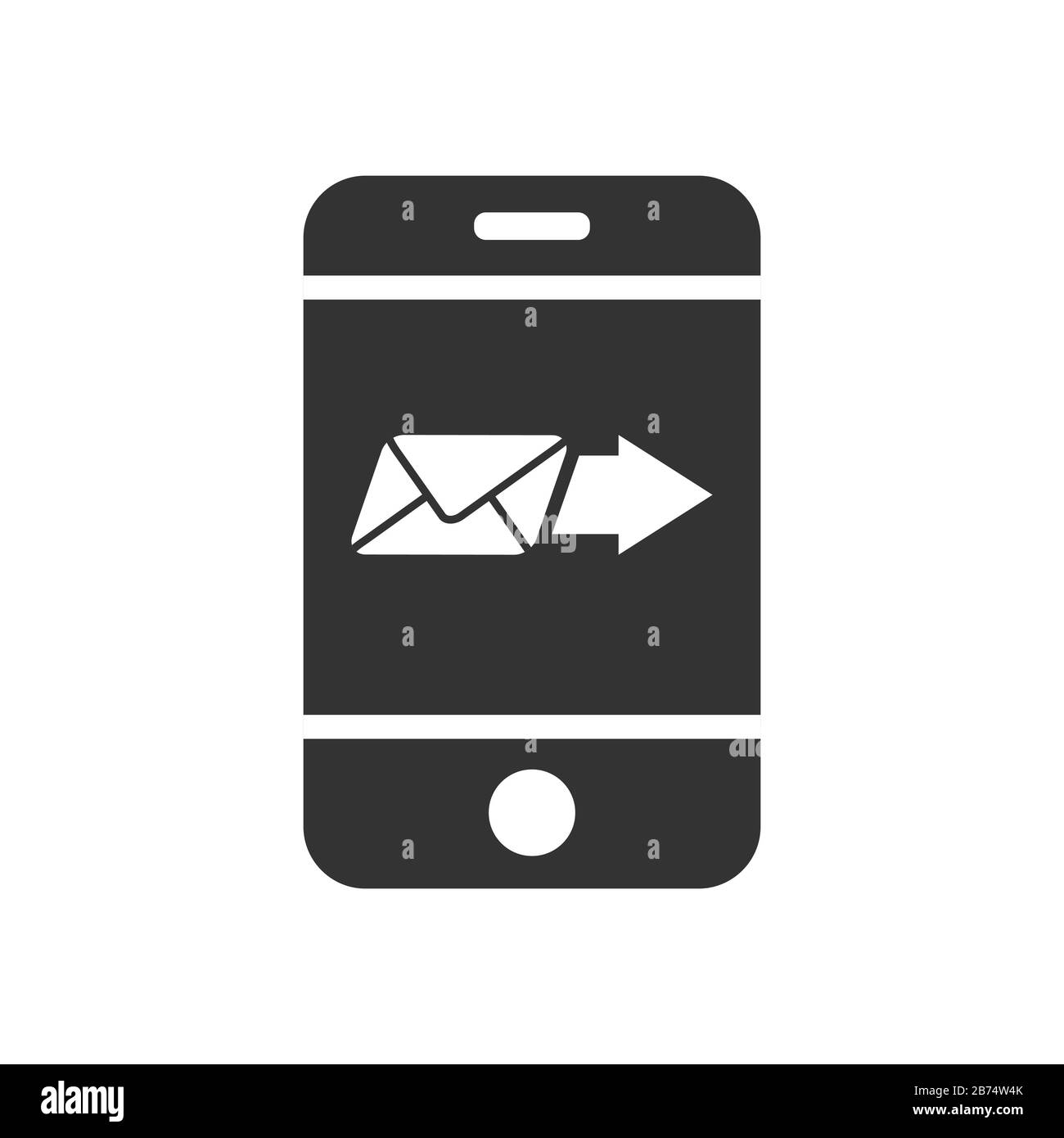 Vector mobile phone icon with the message sending icon. Simple flat ...