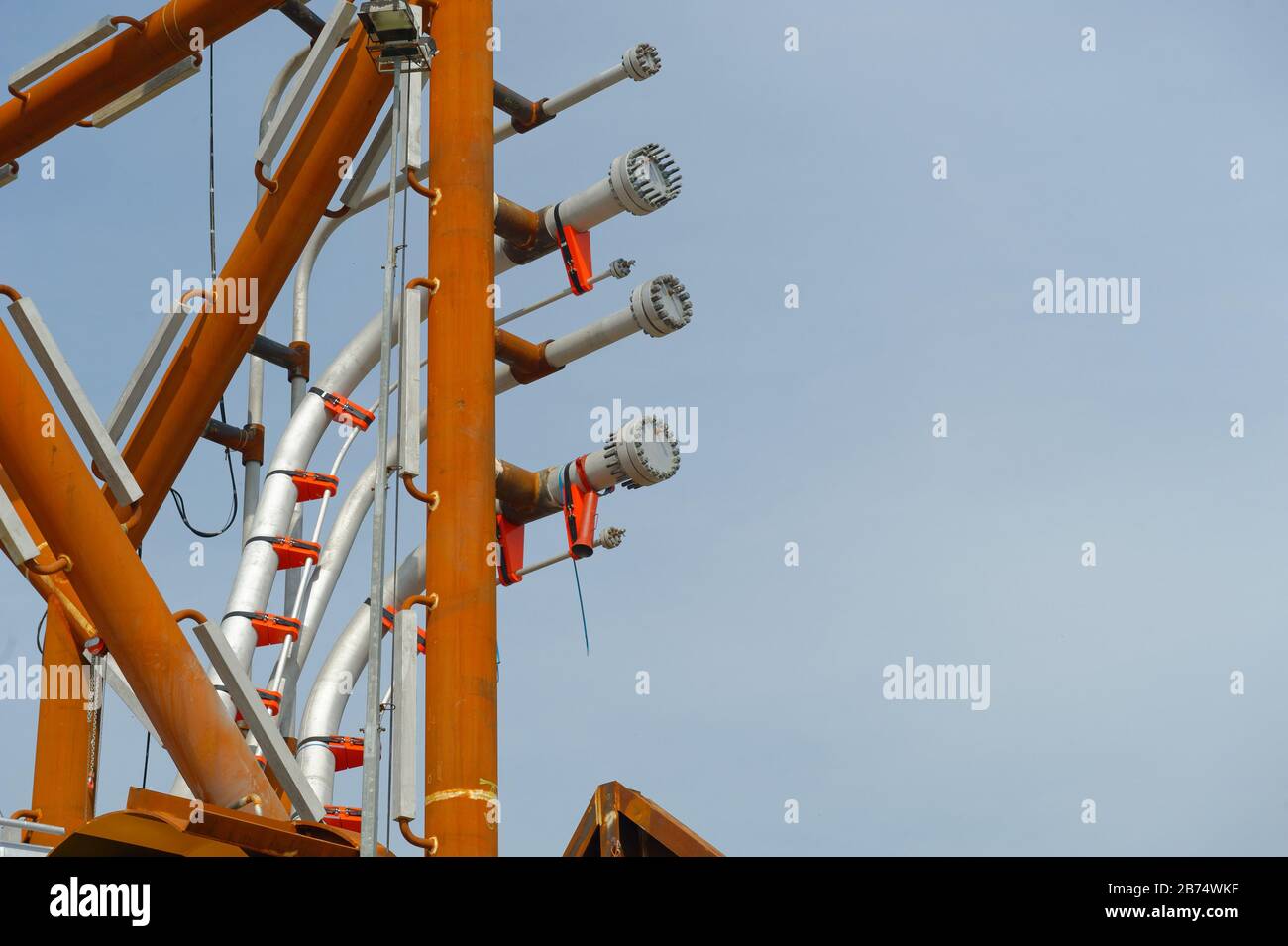 An offshore oil and gas platform also known as a steel jacket under ...