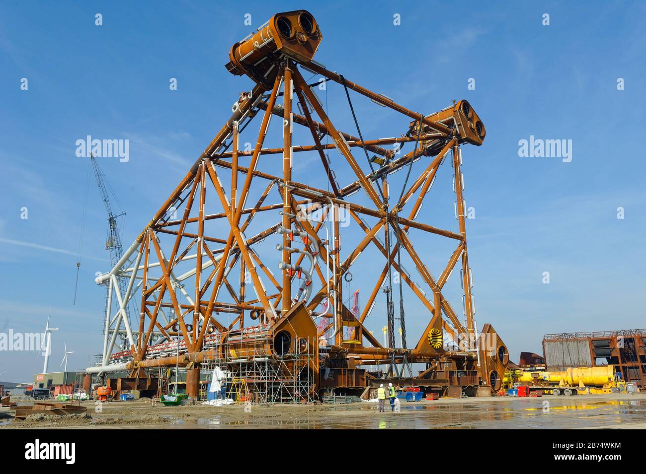 An offshore oil and gas platform also known as a steel jacket under ...