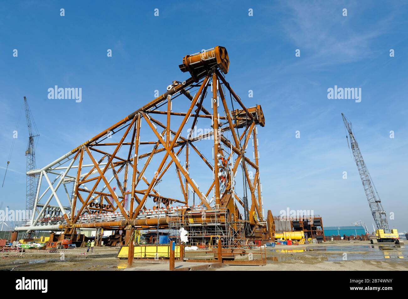 An offshore oil and gas platform also known as a steel jacket under ...