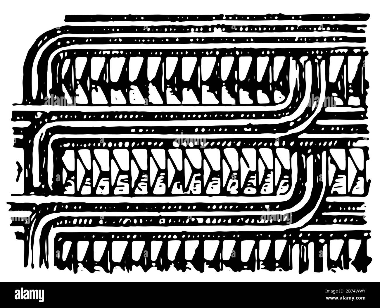 Canoe Detail is a lightweight narrow watercraft, vintage line drawing ...