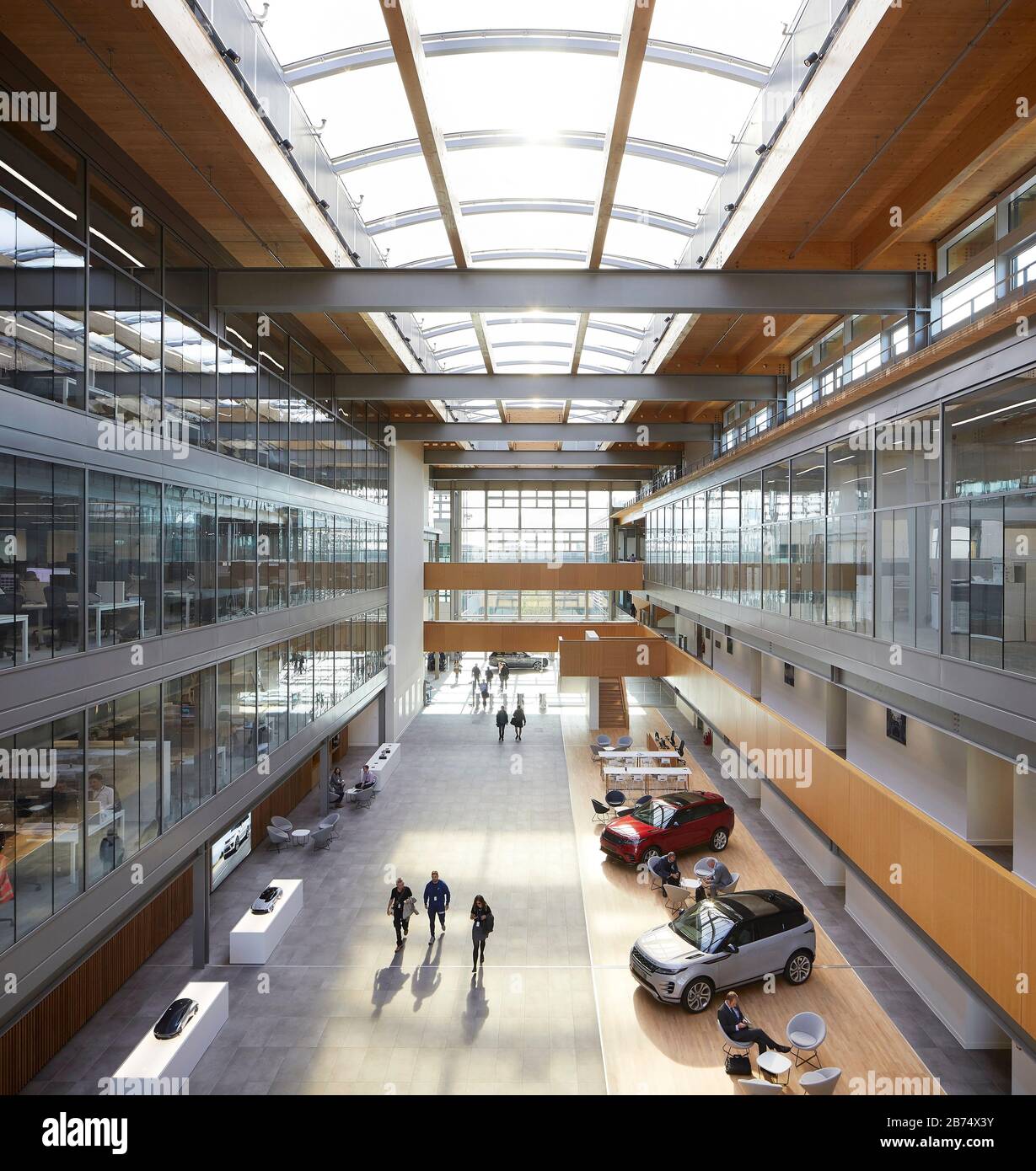 Full-height atrium with skylight roof at main entrance. Jaguar Land ...