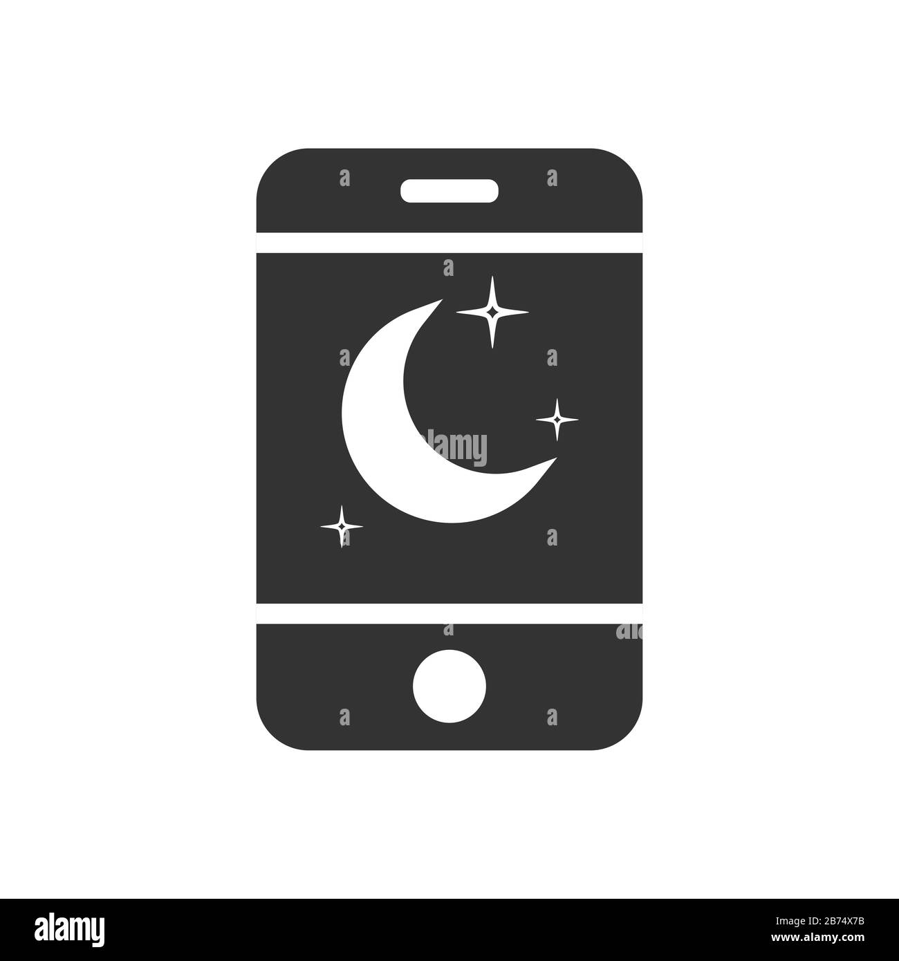 Vector mobile phone icon with a starry night icon. Simple flat design ...