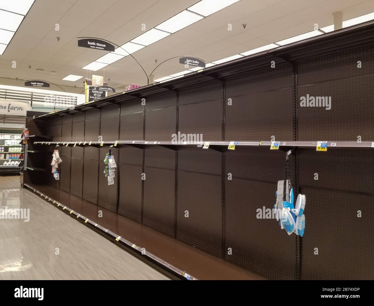 Empty shelves in the supermarket as toilet paper and supplies sell out ...
