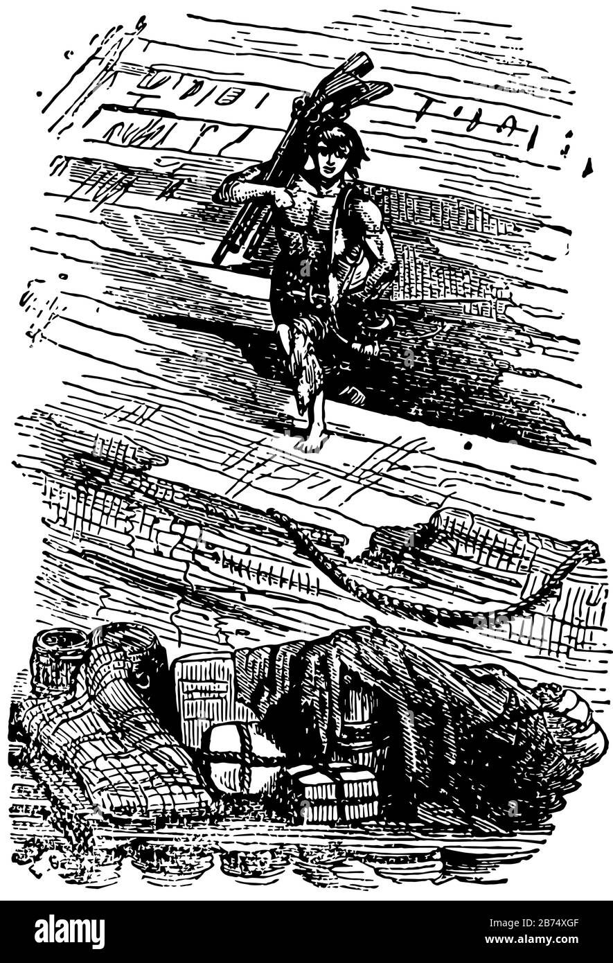 Robinson Crusoe looting the wreck, as name suggest, this scene shows a ...