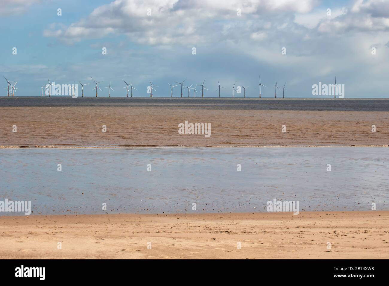 The Lincs Wind Farm off the coast of Skegness in Lincolnshire, England ...