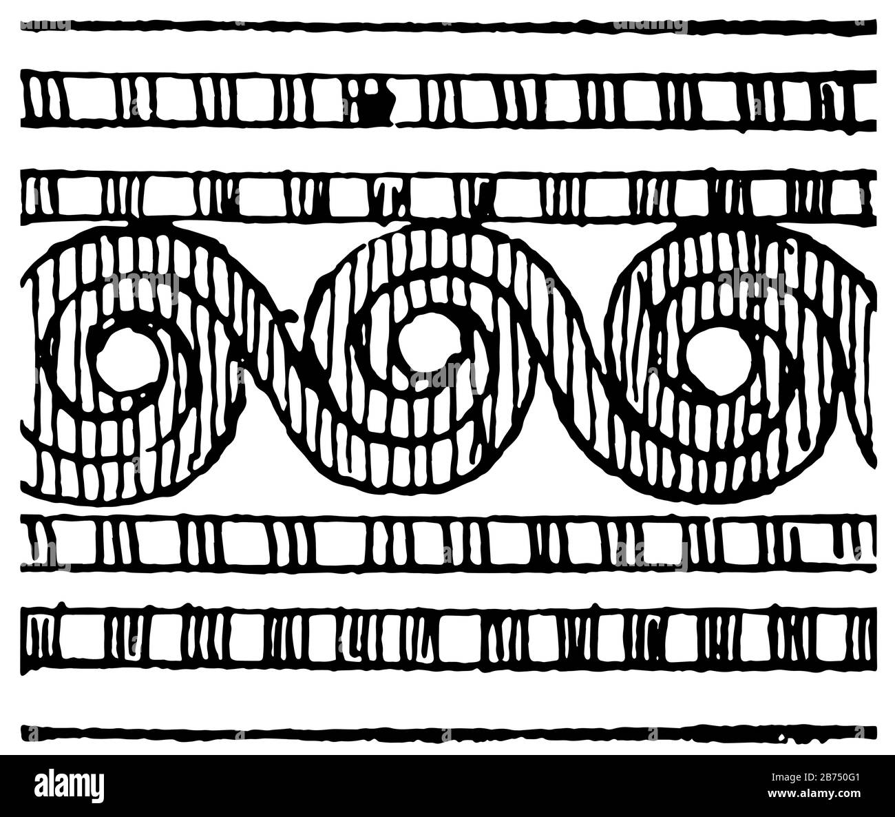 Cretan Ornament is a round stylized flower design, vintage line drawing ...