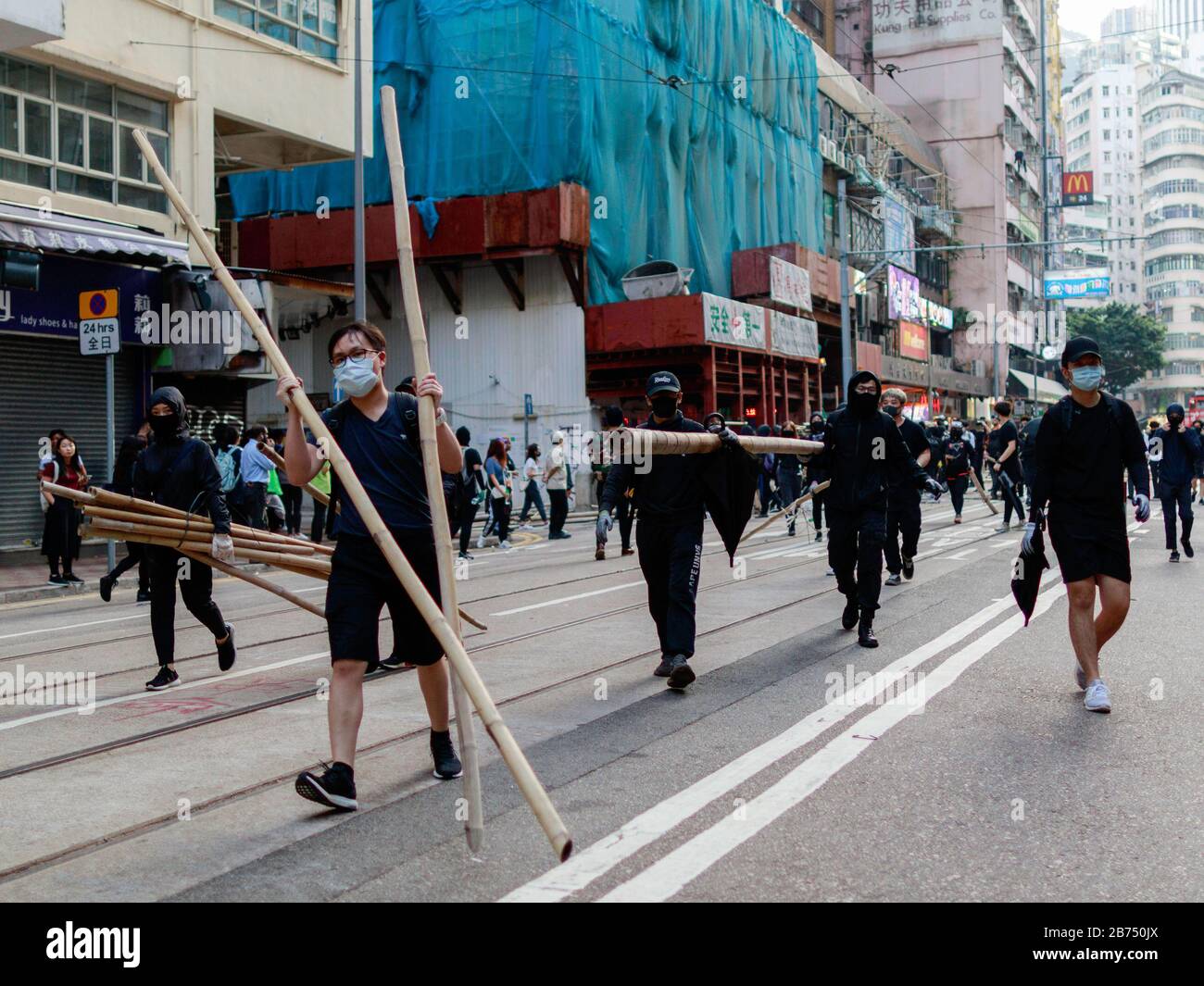 Protesters block road to protest a policeman shot a student today Stock ...