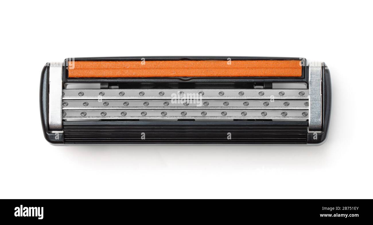 Front view of replaceable razor blade cartridge isolated on white Stock ...