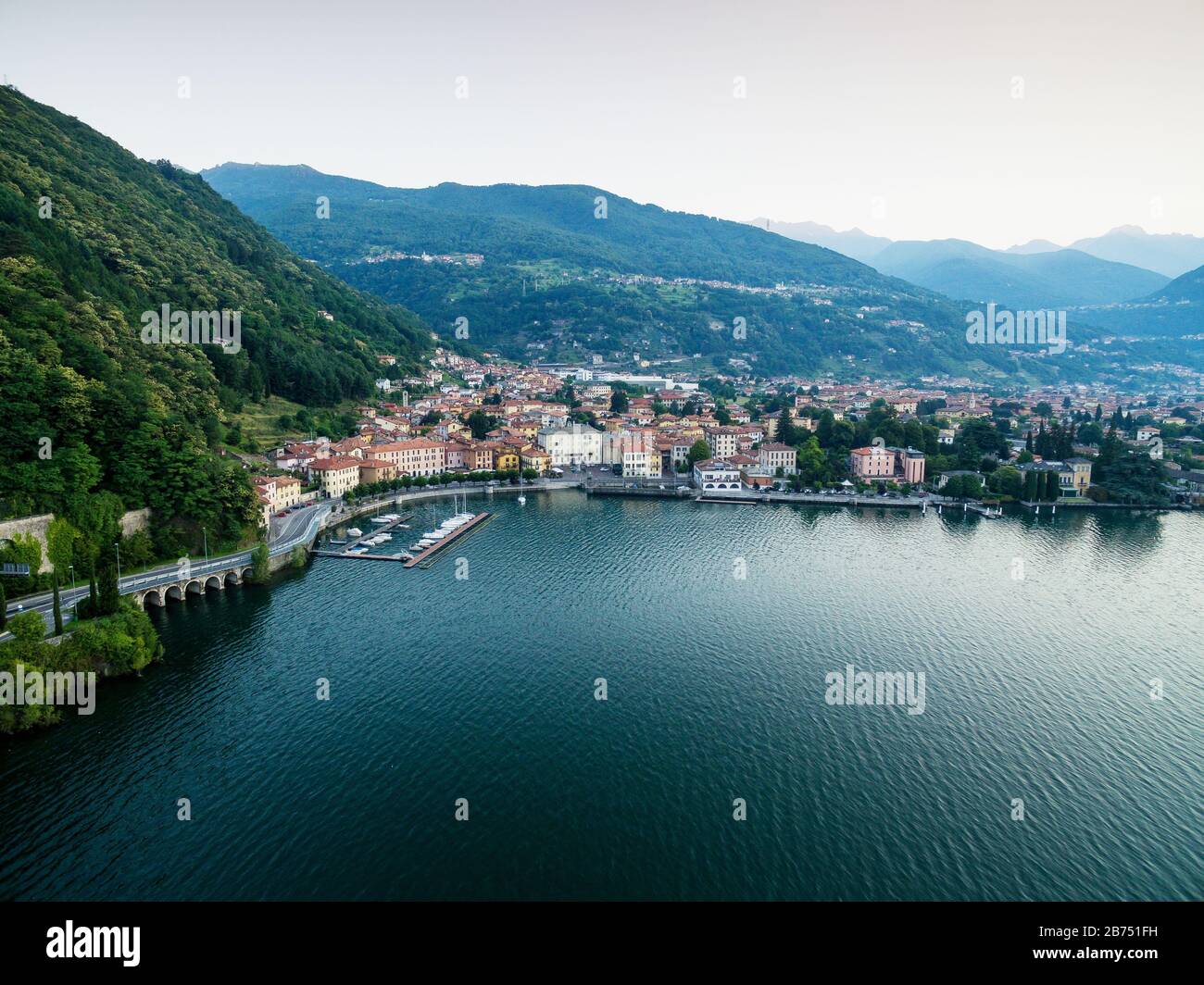 Dongo - Lake Como (IT) - Aerial view at dawn Stock Photo - Alamy
