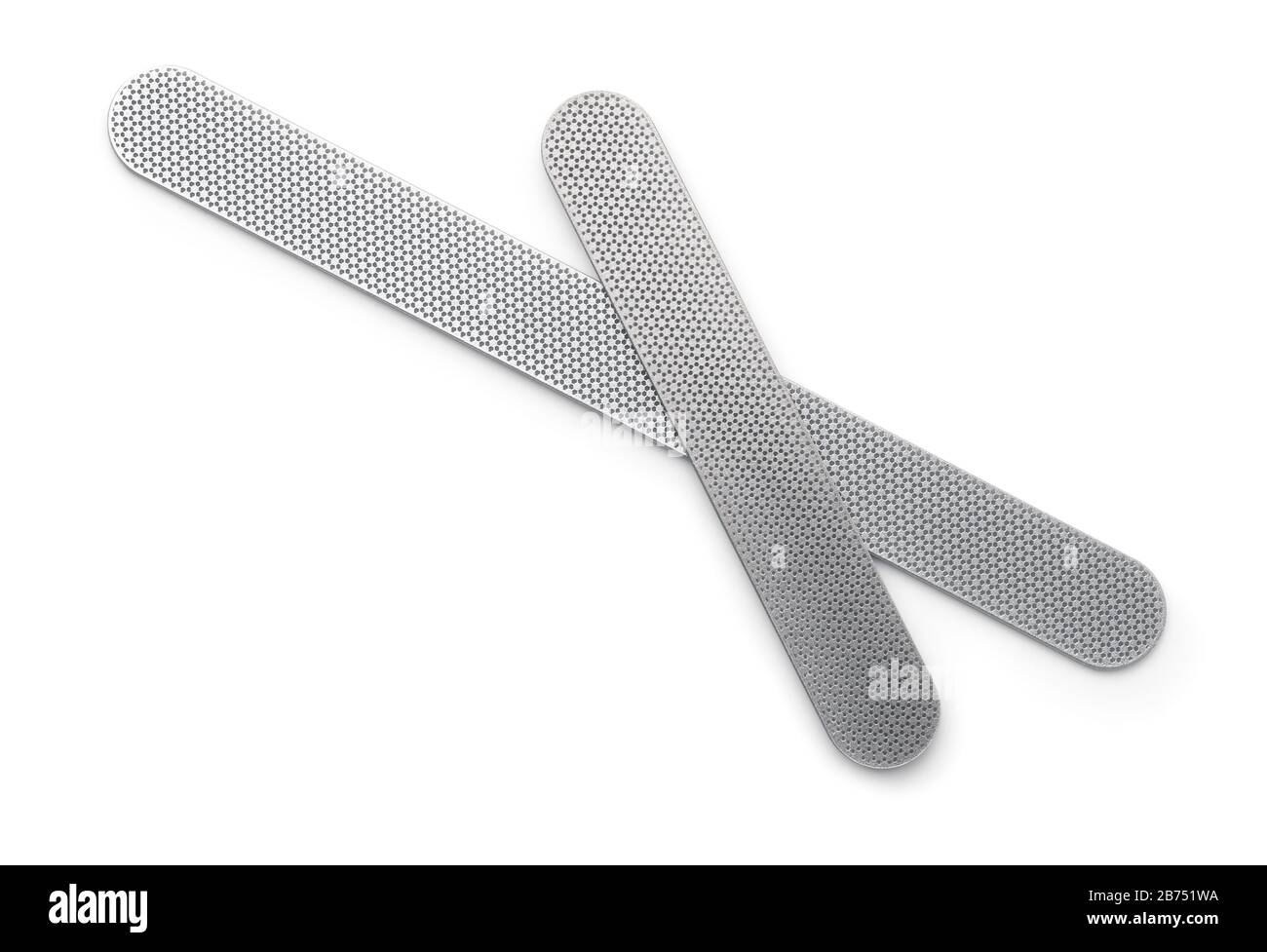Top view of straight metal manicure nail files isolated on white Stock ...