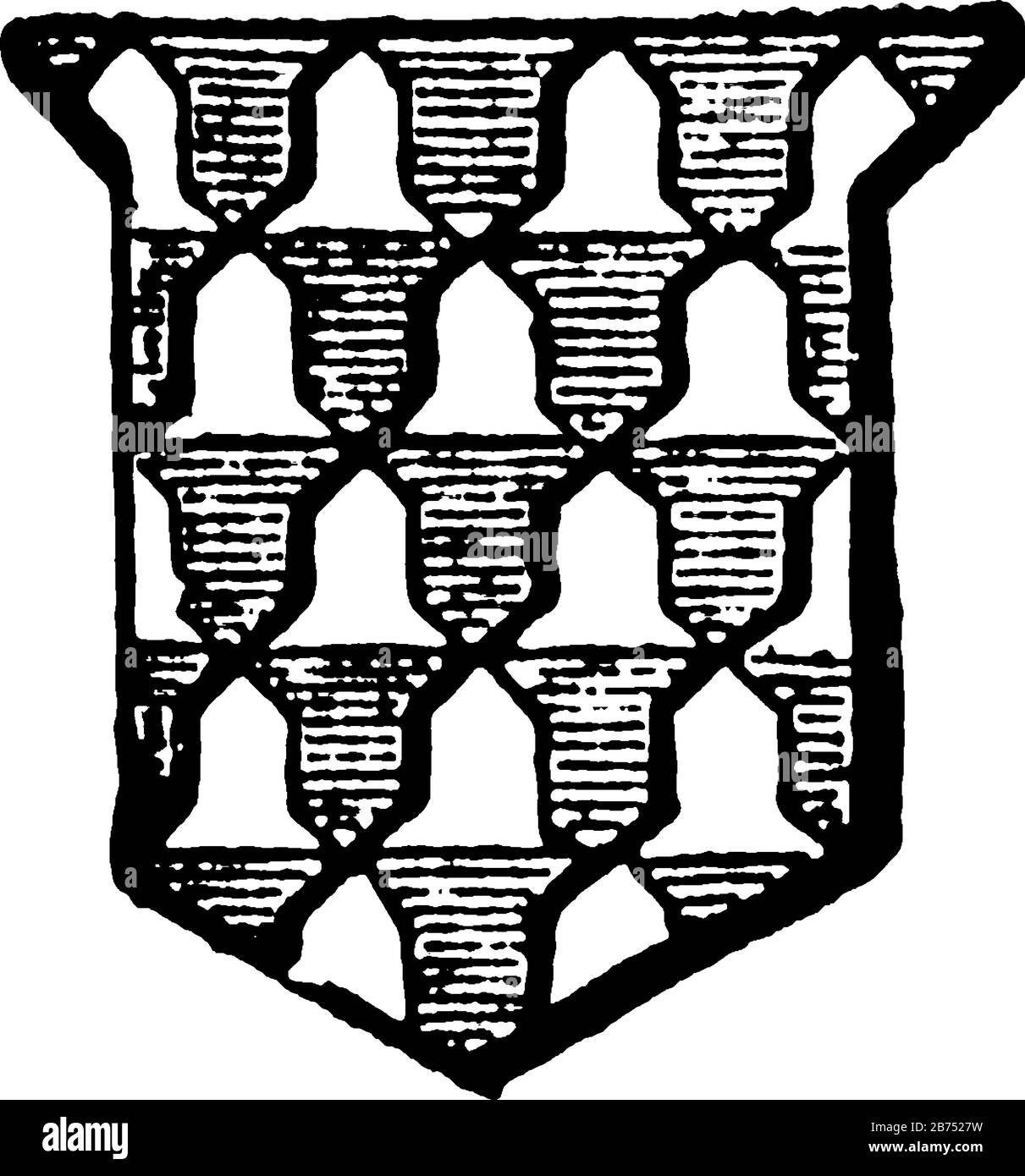 Vair is one of the furs in heraldry, vintage line drawing or engraving ...