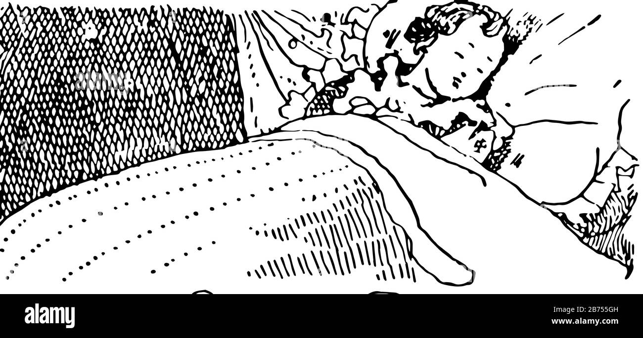 Sleeping child drawing Black and White Stock Photos & Images - Alamy