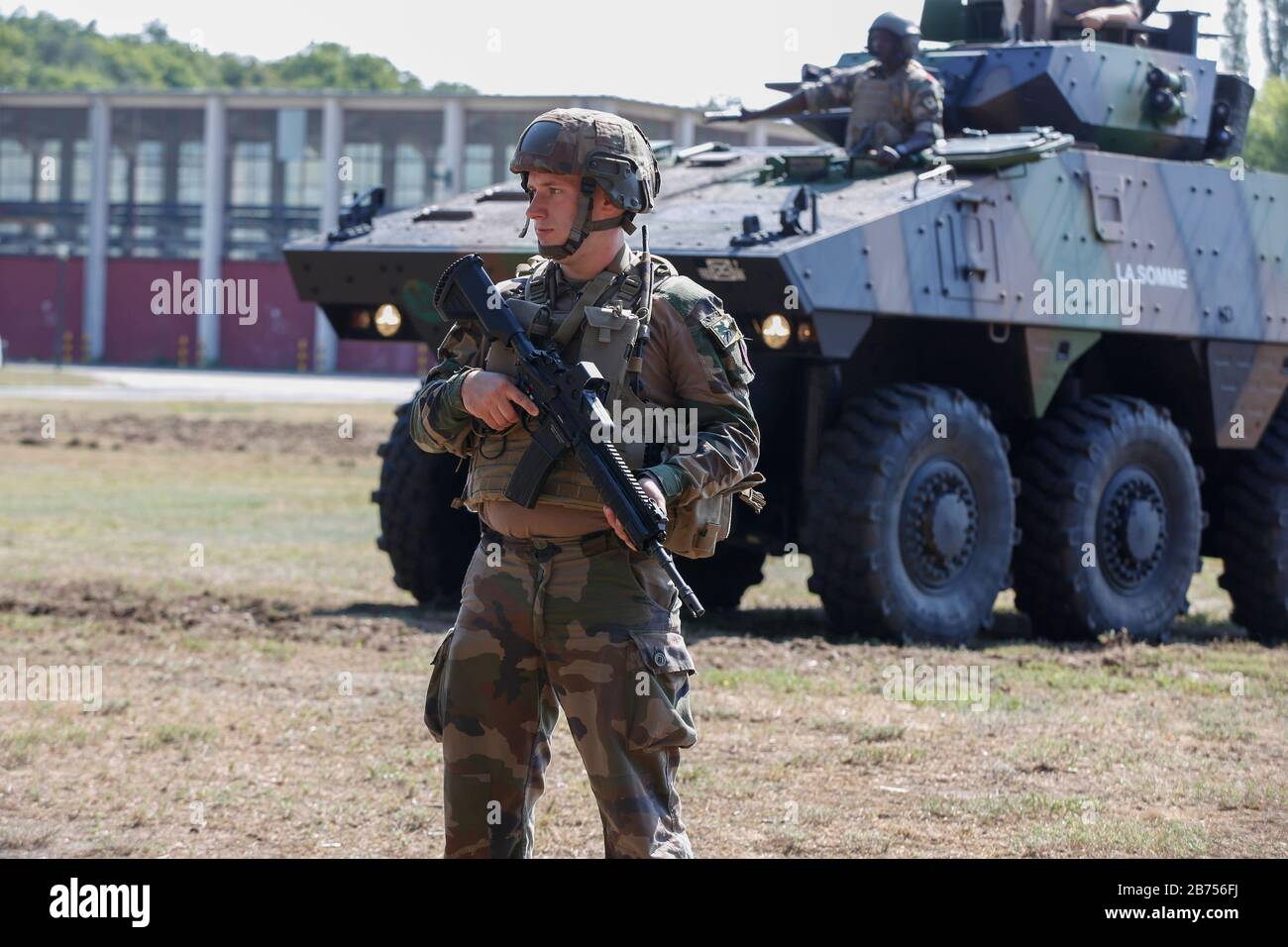 A French soldier of the 153 infantry regiment from Colmar with assault ...