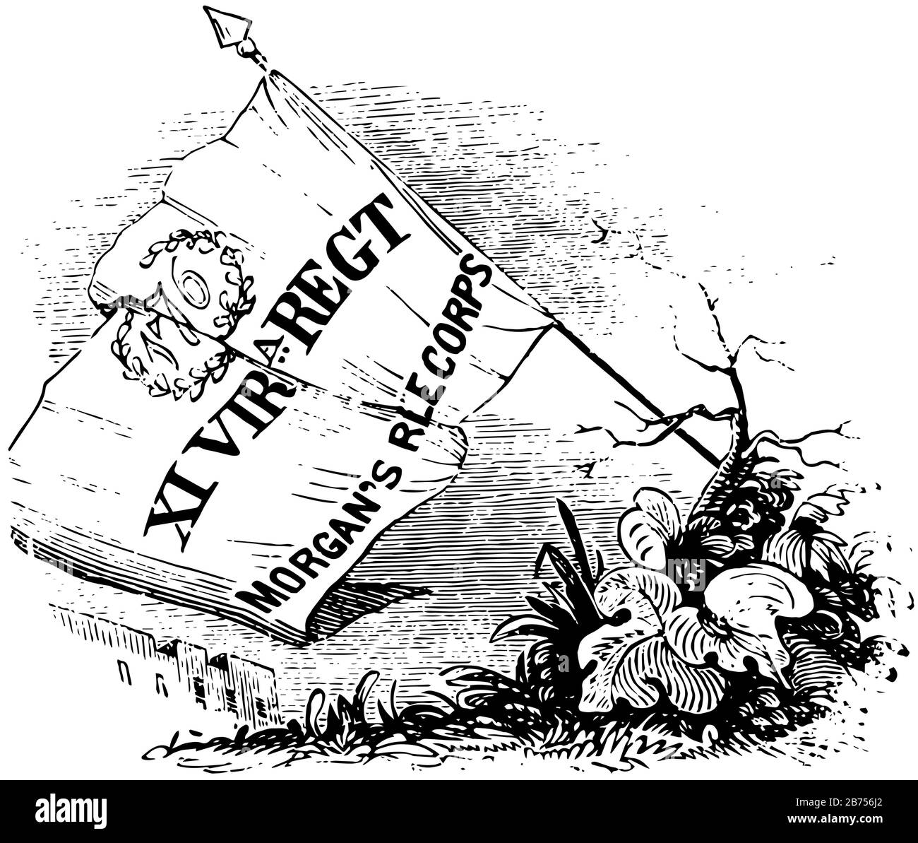 Flag of Morgan's Rifle Corps Lossing, 1851, this flag reads 176 and ...