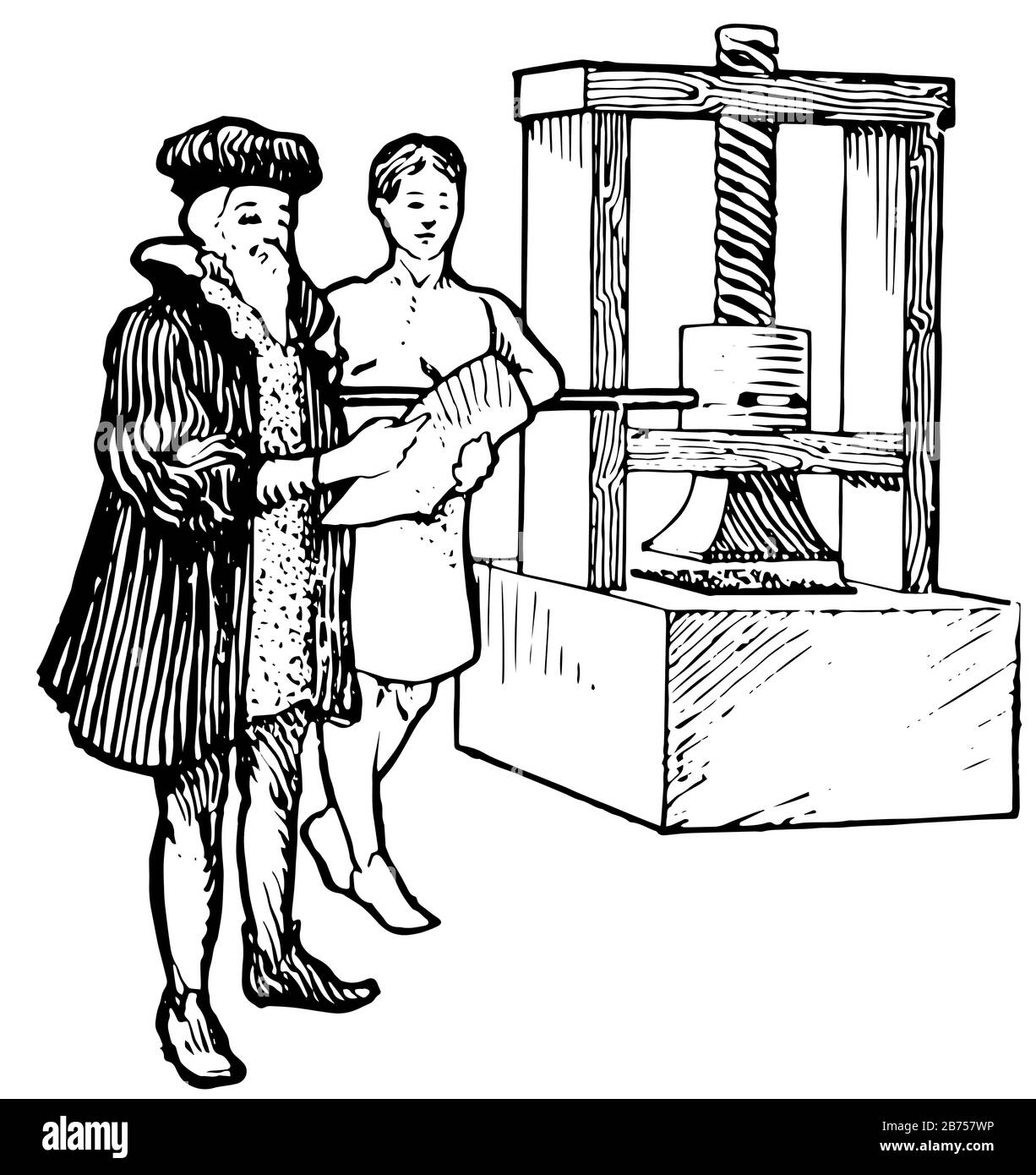 This illustration represents Printing Press is a machine for printing ...