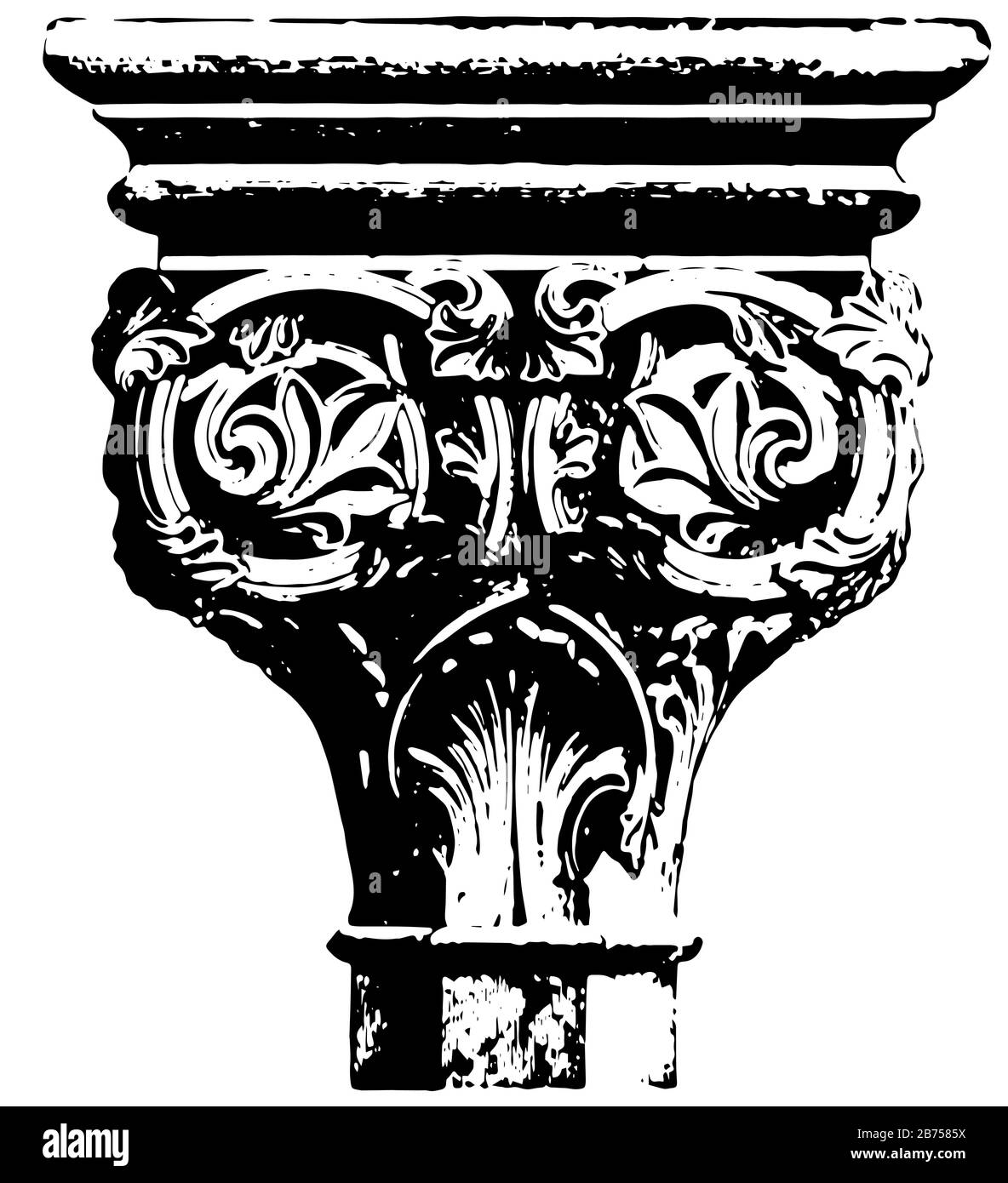 Capital, foliage, Greek, Corinthian, Twelfth century, vintage line ...