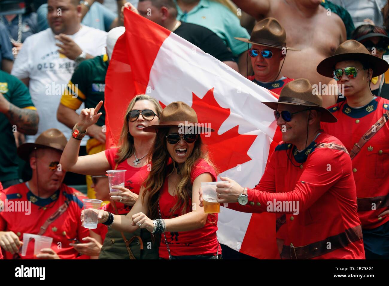 Fans of Canada dressed in RCMP uniform celebrates during the HSBC World ...