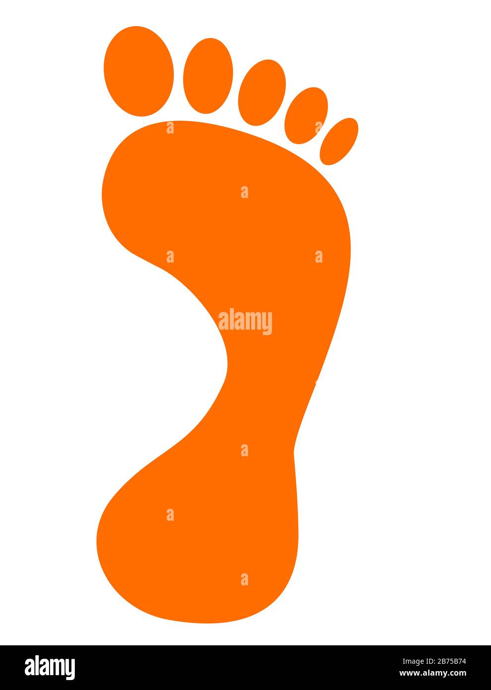 Orange footprint against white background Stock Photo - Alamy
