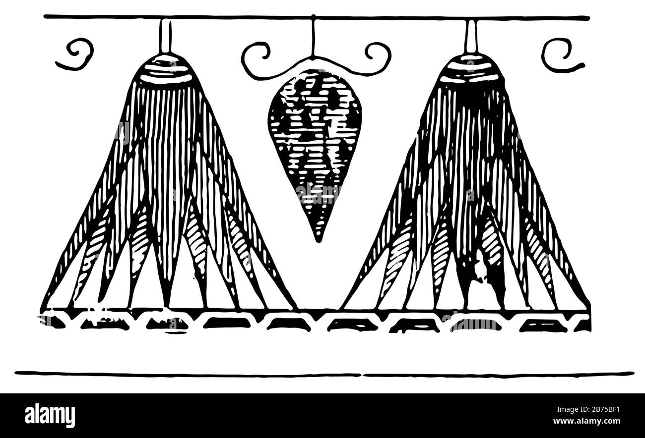 Lotus Band are from Egyptian tomb, vintage line drawing or engraving ...