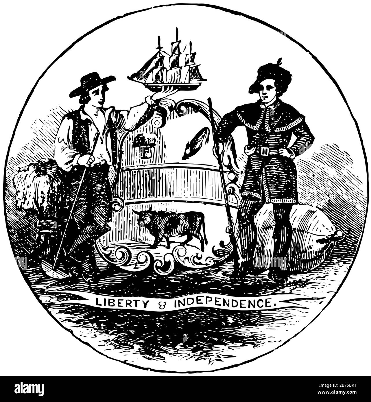 Black And White Delaware State Seal