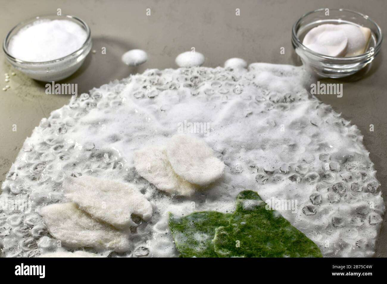 Arrangement of the working area for wallowing wool from the substrate ...