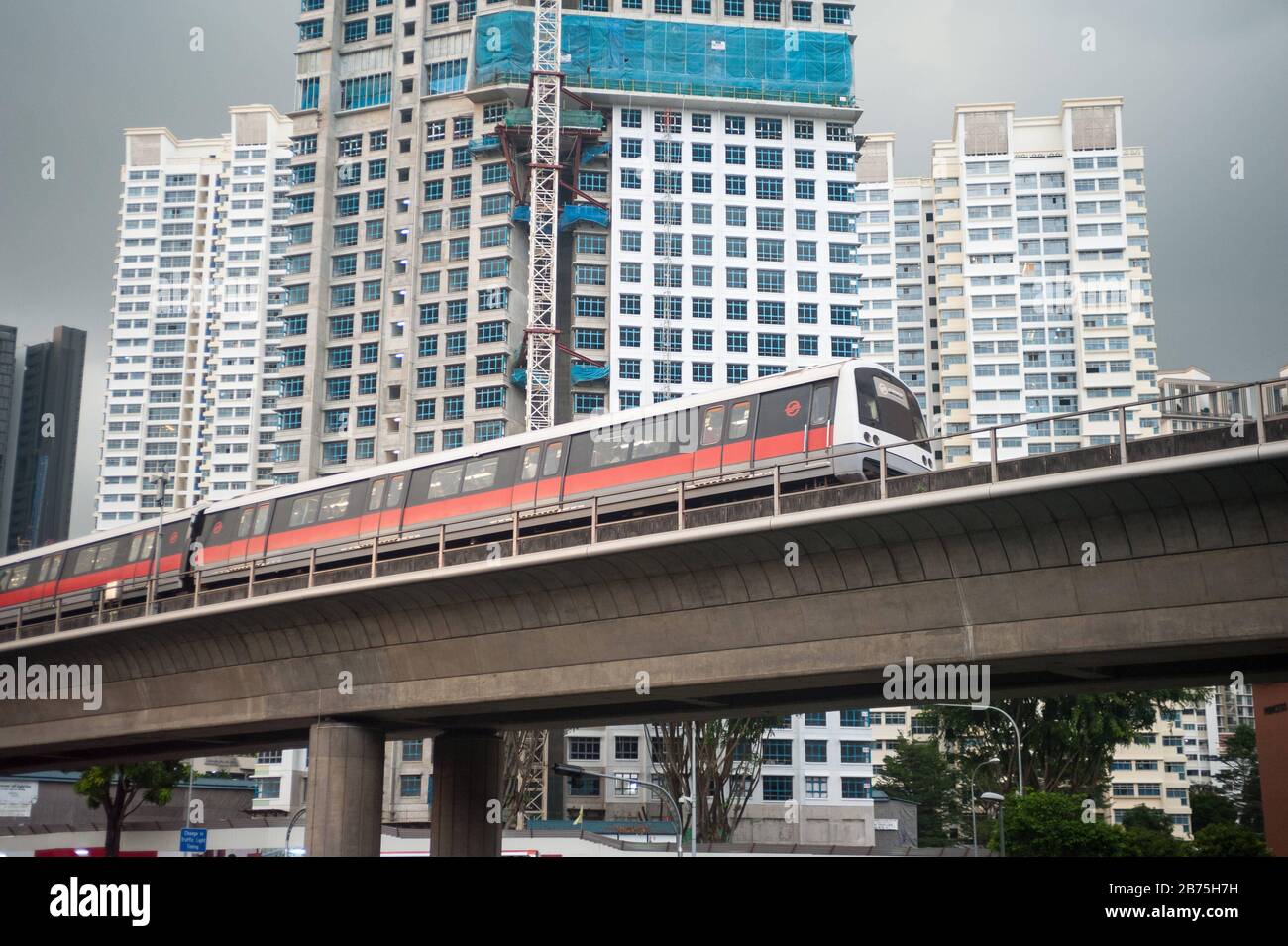 14.12.2017, Singapore, Republic of Singapore, Asia - An MRT light rail ...